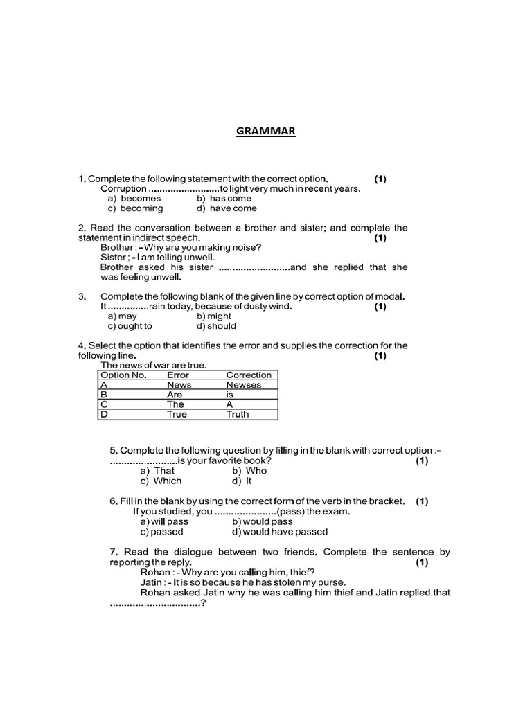 Grammar Class 9 | PDF