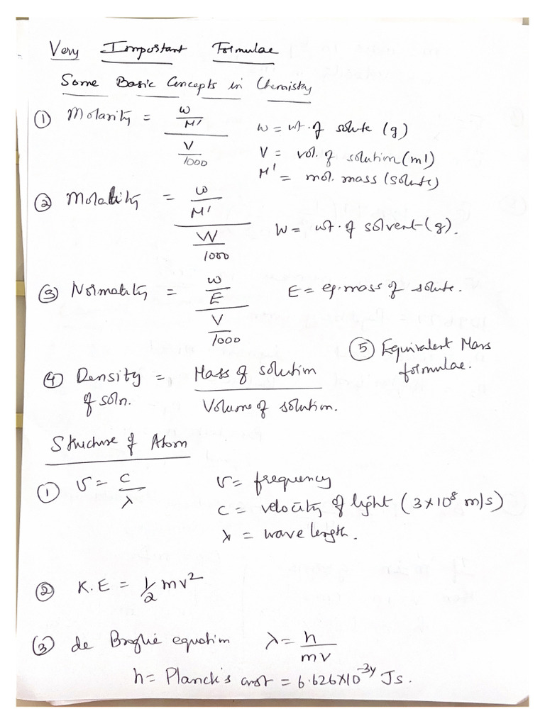 Important Formulae | PDF