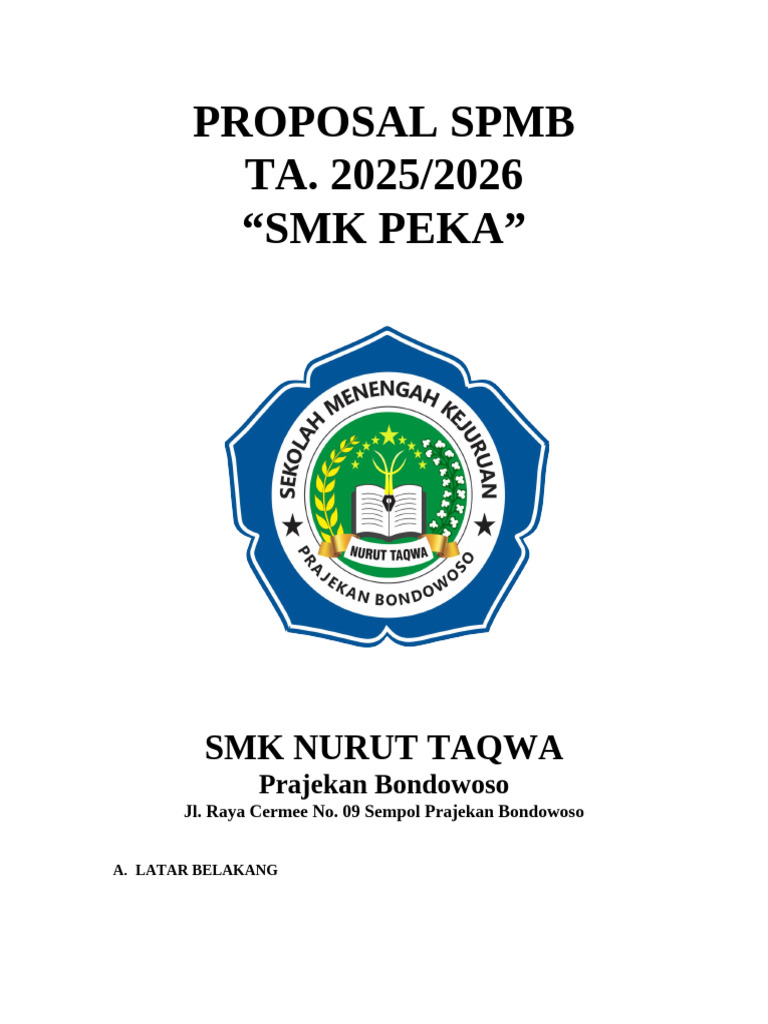 Proposal SPMB SMK Nurut Taqwa 2025 | PDF