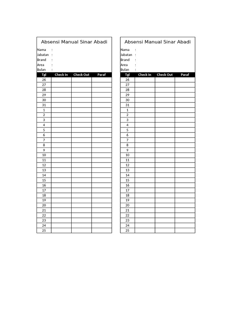 Form Absen Manual | PDF