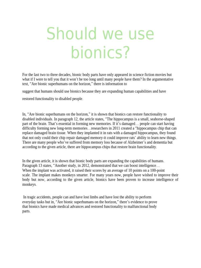 Bionic Superhumans: Expanding Human Potential | PDF