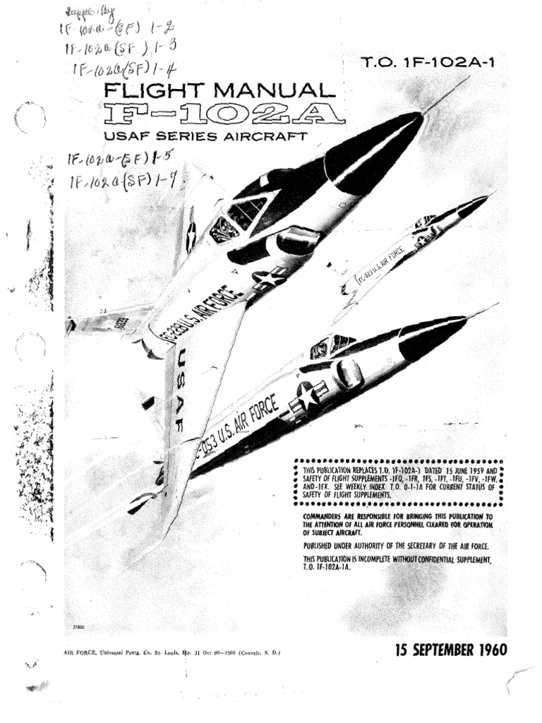 Convair F-102A Delta Dagger Flight Manual | PDF