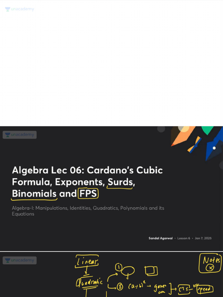 Algebra_Lec_06_Cardanos_Cubic_Formula_Exponents_Surds_Binomials_and_FPS ...
