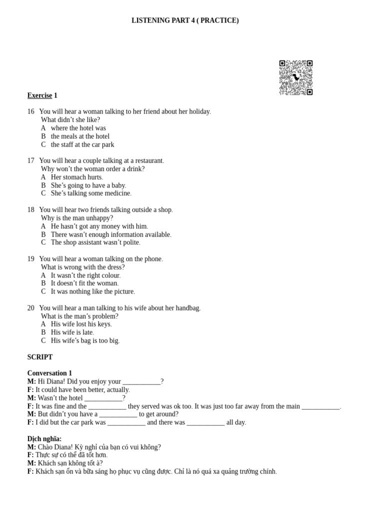 Listening Part 4 A2 Practice Pdf