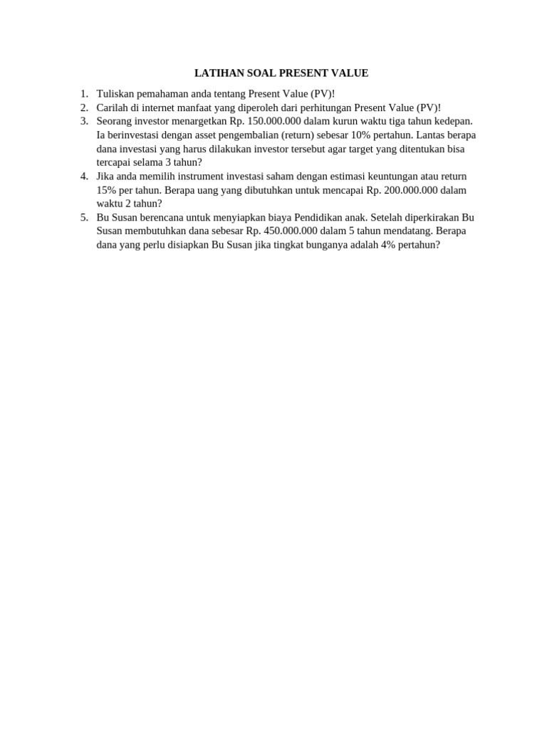Latihan Soal Present Value | PDF