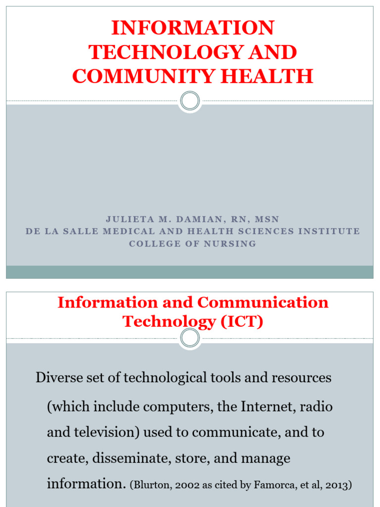 6 - Information Technology and Community Health | PDF | Electronic ...