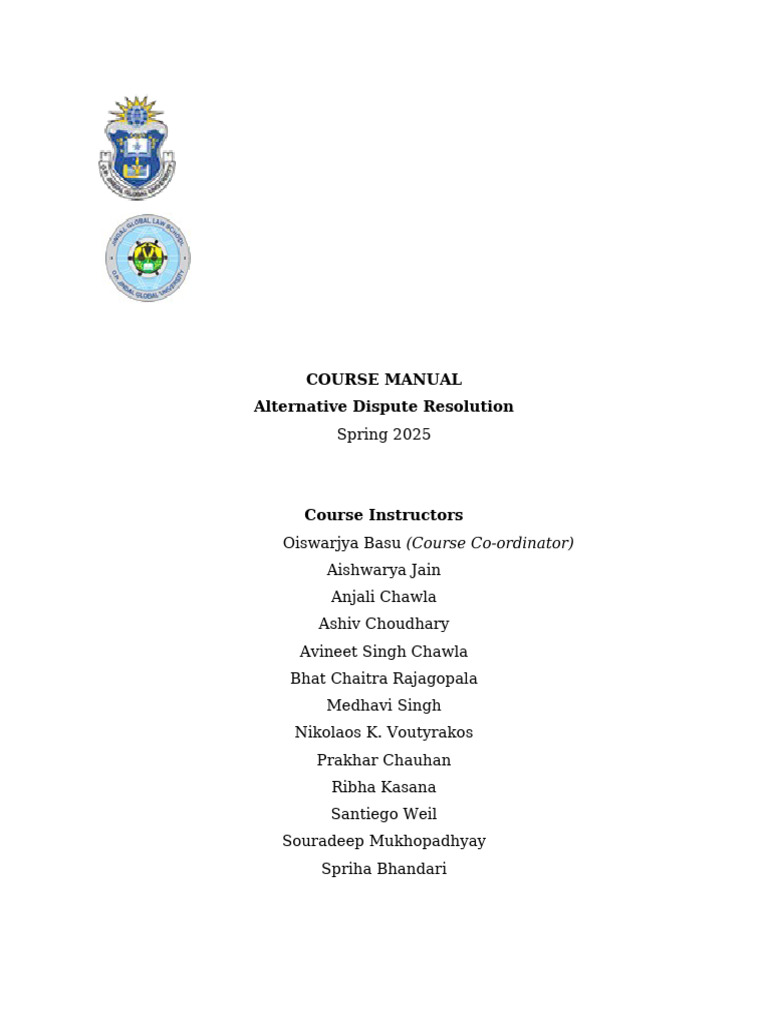 ADR COURSE MANUAL | PDF | Alternative Dispute Resolution | Peace