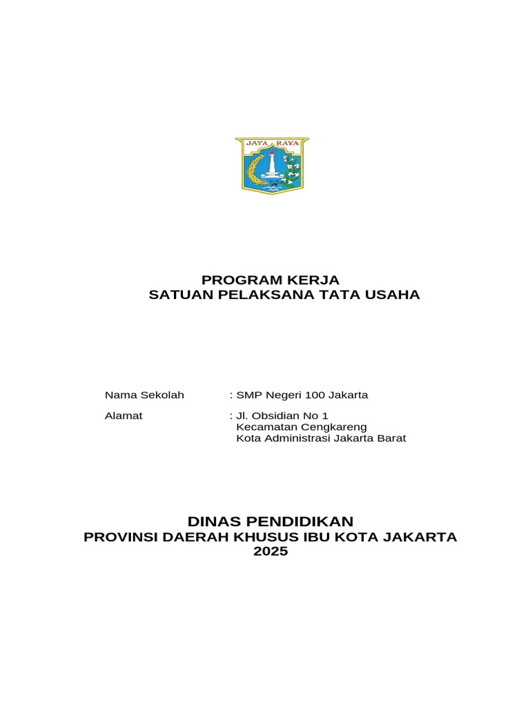 Program Kerja TU SMPN 100 | PDF