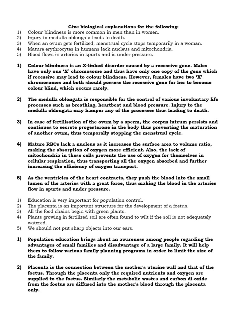 Biological Explanations of Human Physiology | PDF | Red Blood Cell | Blood