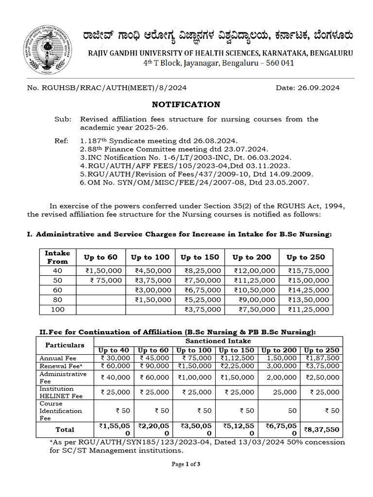 Notification-Revised Affiliation Fee Structure For Nursing-2025-06 ...