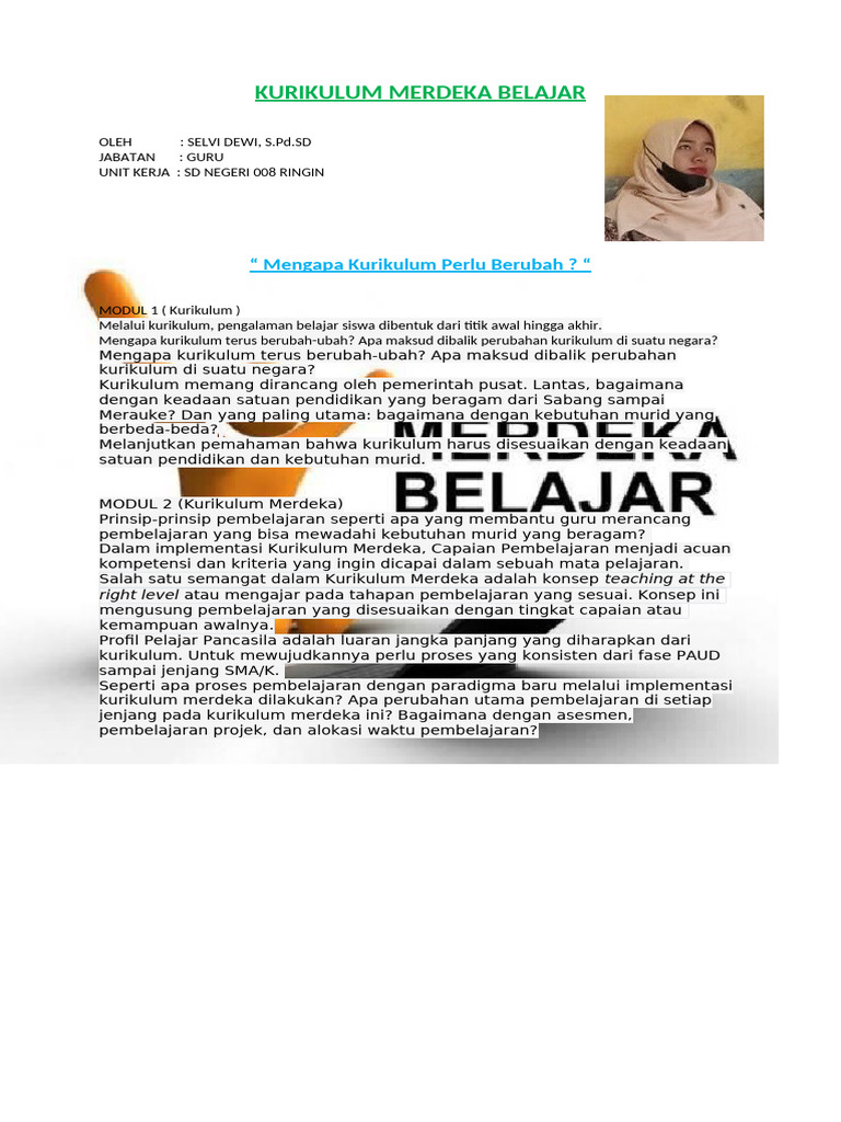 SELVI DEWI Kurikulum Merdeka | PDF