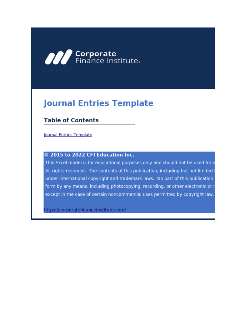 CFI-Journal-Entries-Template | PDF | Debits And Credits | Banks