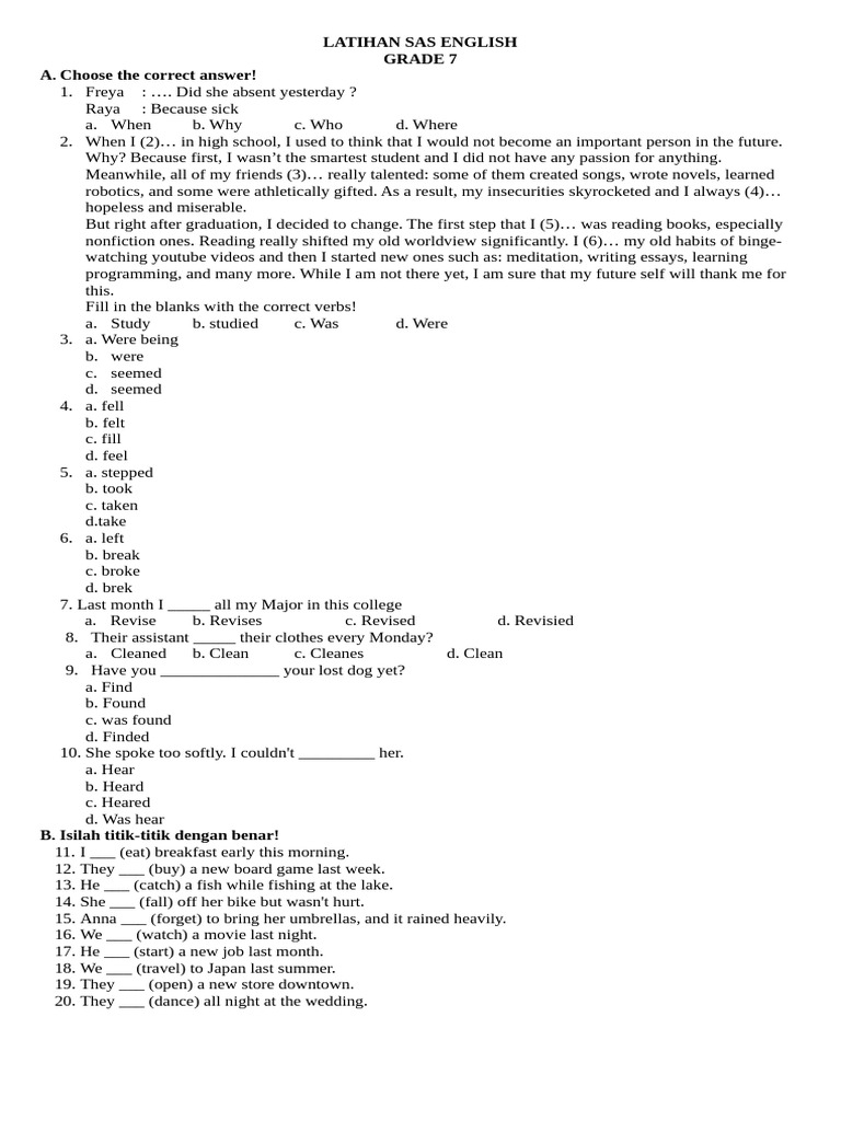 Latihan Sas English | PDF