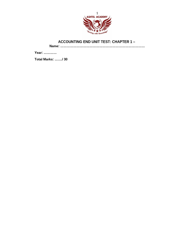 END UNIT TEST TEMPLATE | PDF