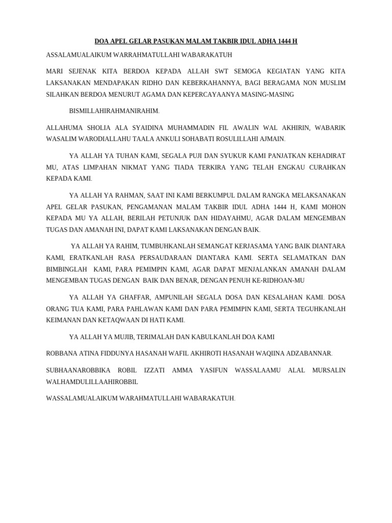 Doa Apel Gelar Pasukan 2023 | PDF