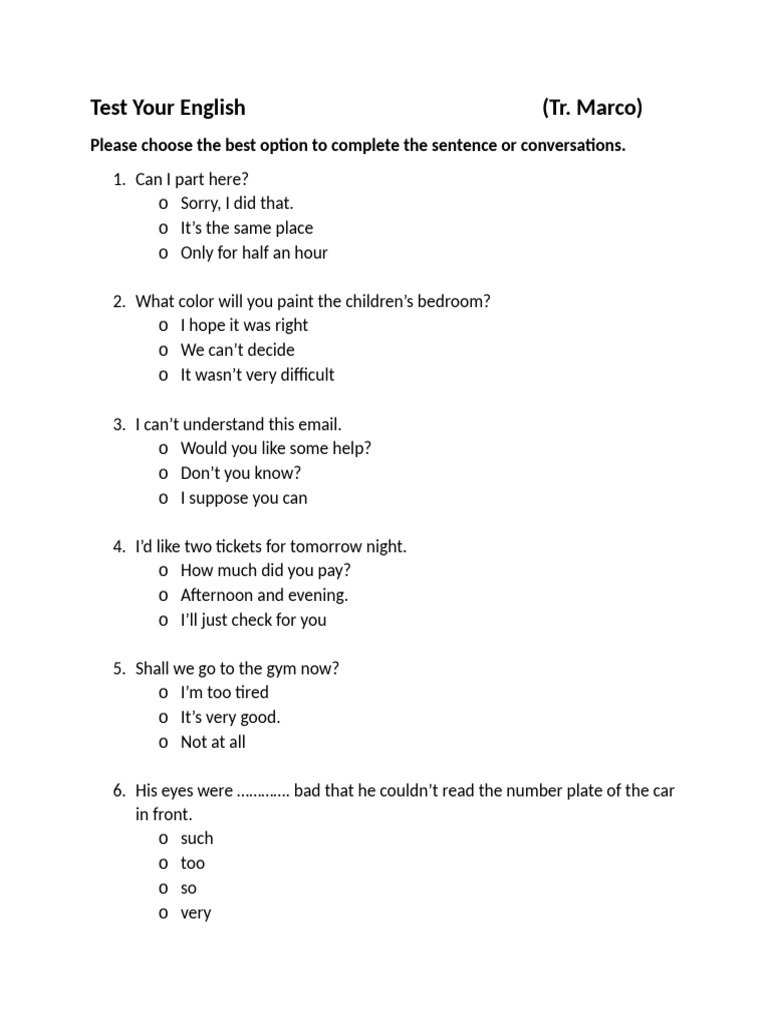 Level Test (2) | PDF
