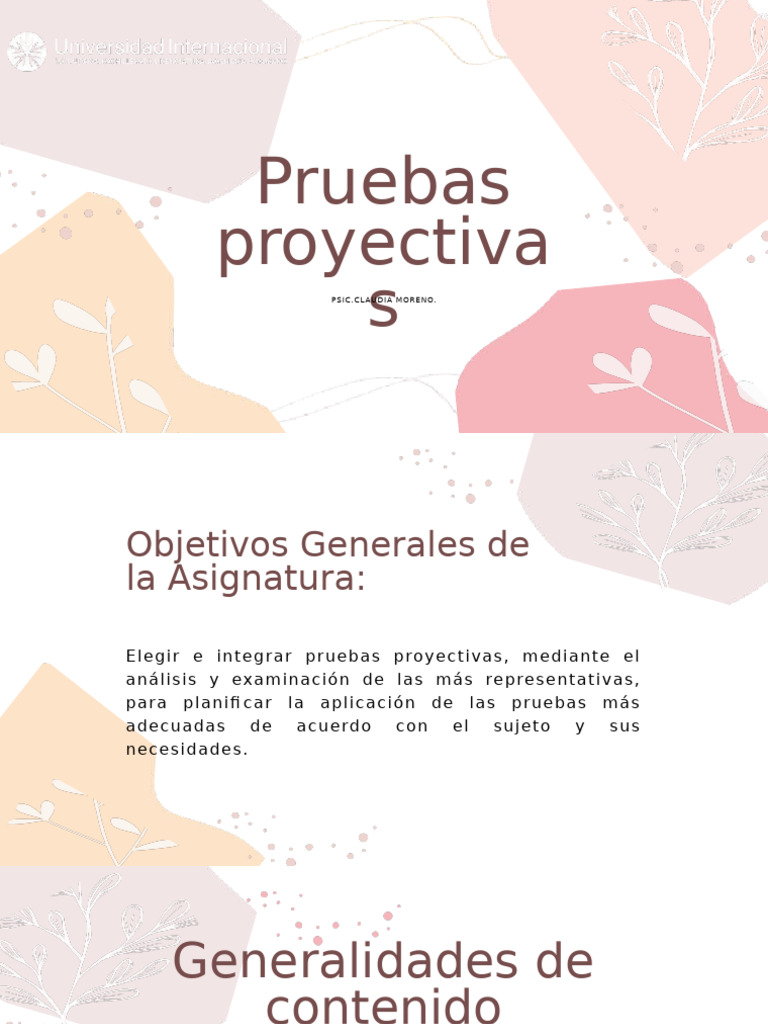 Bienvenida Pruebas Proyectivas | PDF