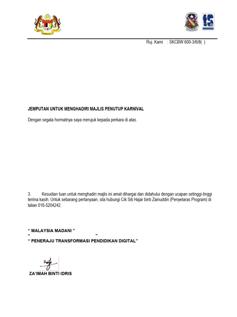 Surat Jemputan PPD Dan GB | PDF