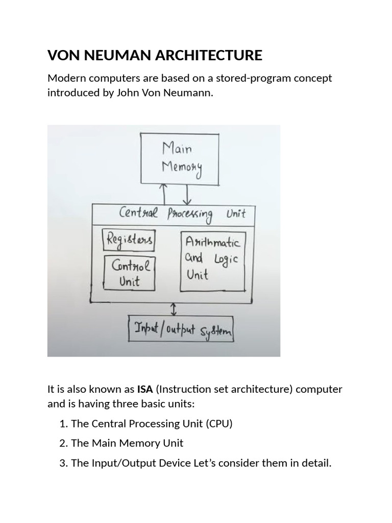 VON NEUMAN ARCHITECTURE | PDF | Central Processing Unit | Computer Data Storage