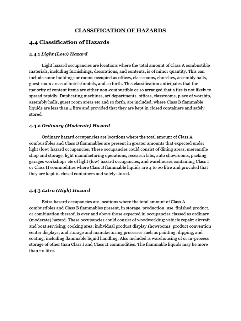 Classification of Hazard Levels | PDF