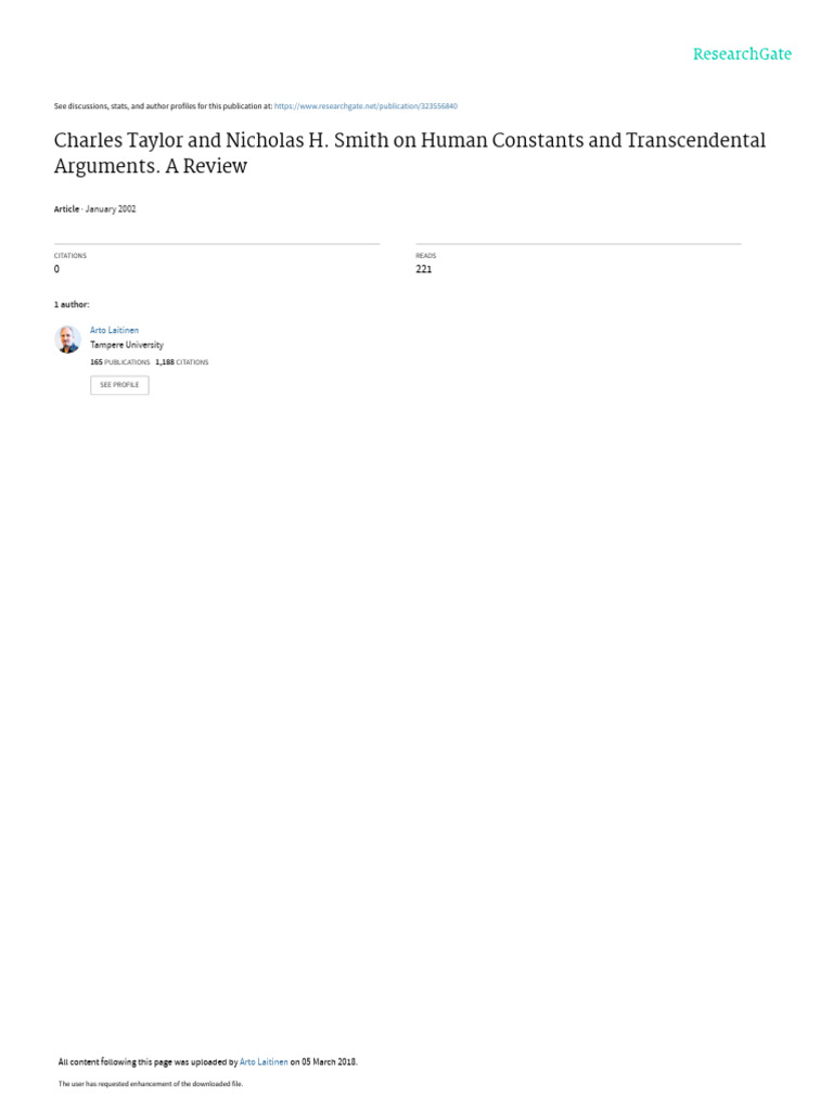 Review of Taylor and Smith's Arguments | PDF | Phenomenology ...