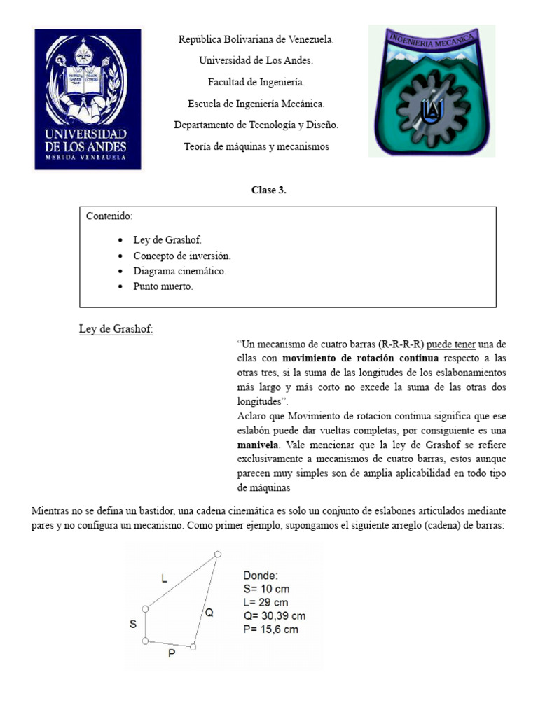 Inversion y Diagrama Cinematico | PDF | Cinemática | Sistema de ...
