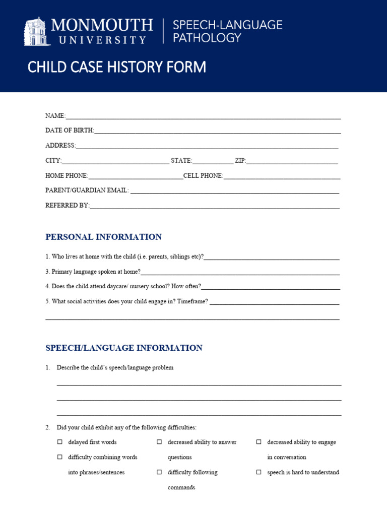 child-case-history-form | PDF | Discovery (Law) | Food And Drug ...