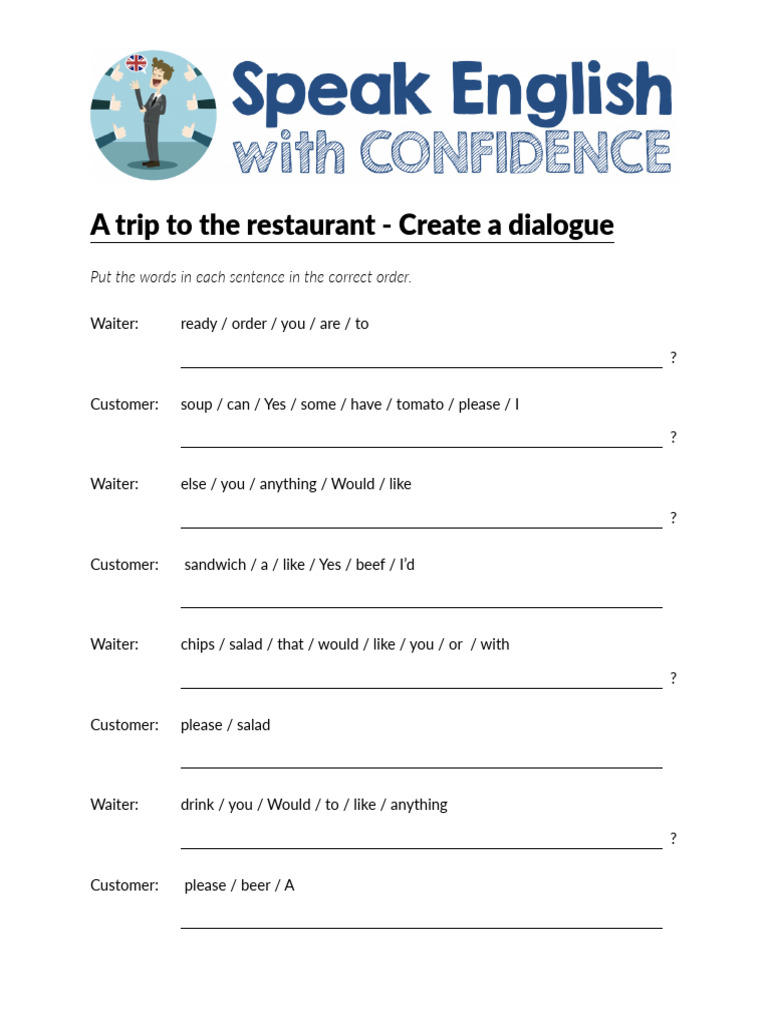 A Trip To The Restaurant - Create A Dialogue | PDF