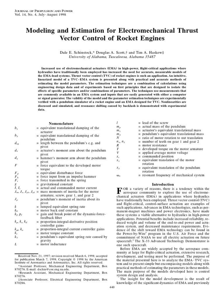 Modeling and Estimation For Electromechanical Thrust | PDF | Control Theory | Torque