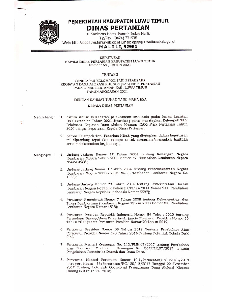Surat Pembentukan Tim Swakelola Type I, II, III,&IV | PDF