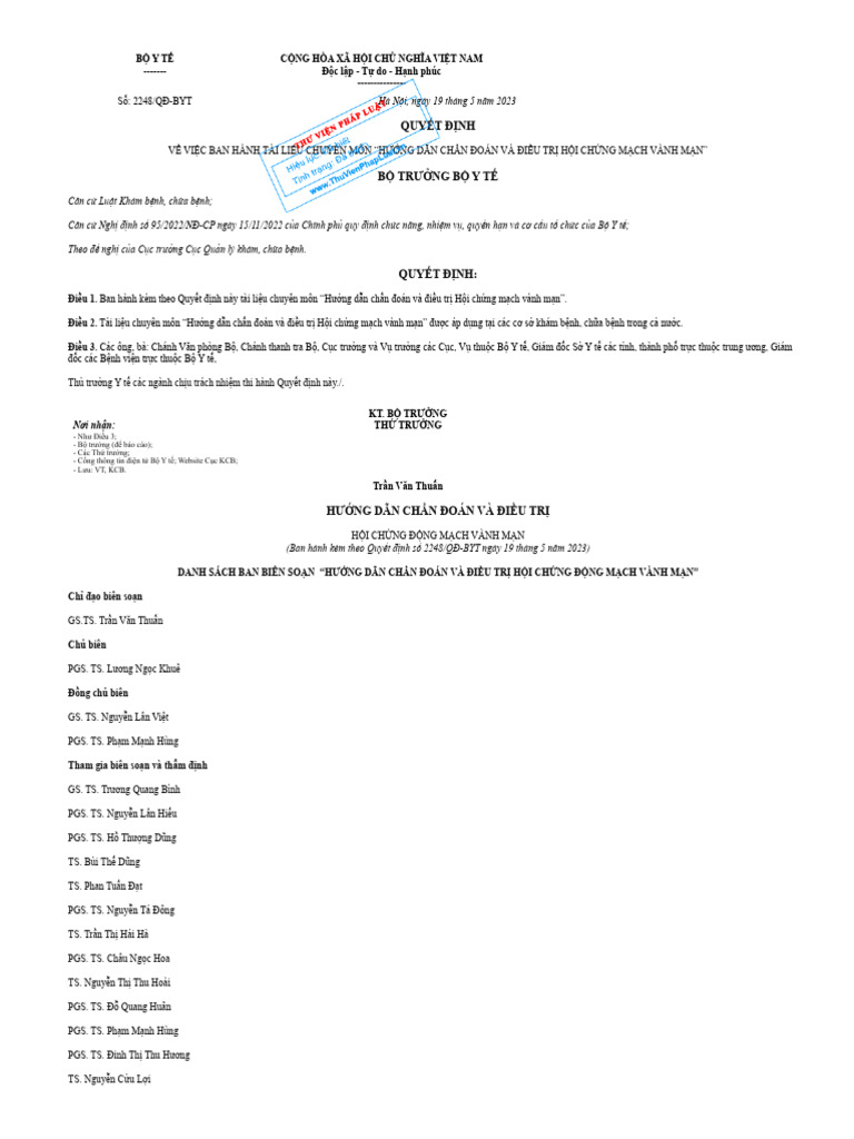 Phác đồ điều trị hội chứng động mạch vành | PDF