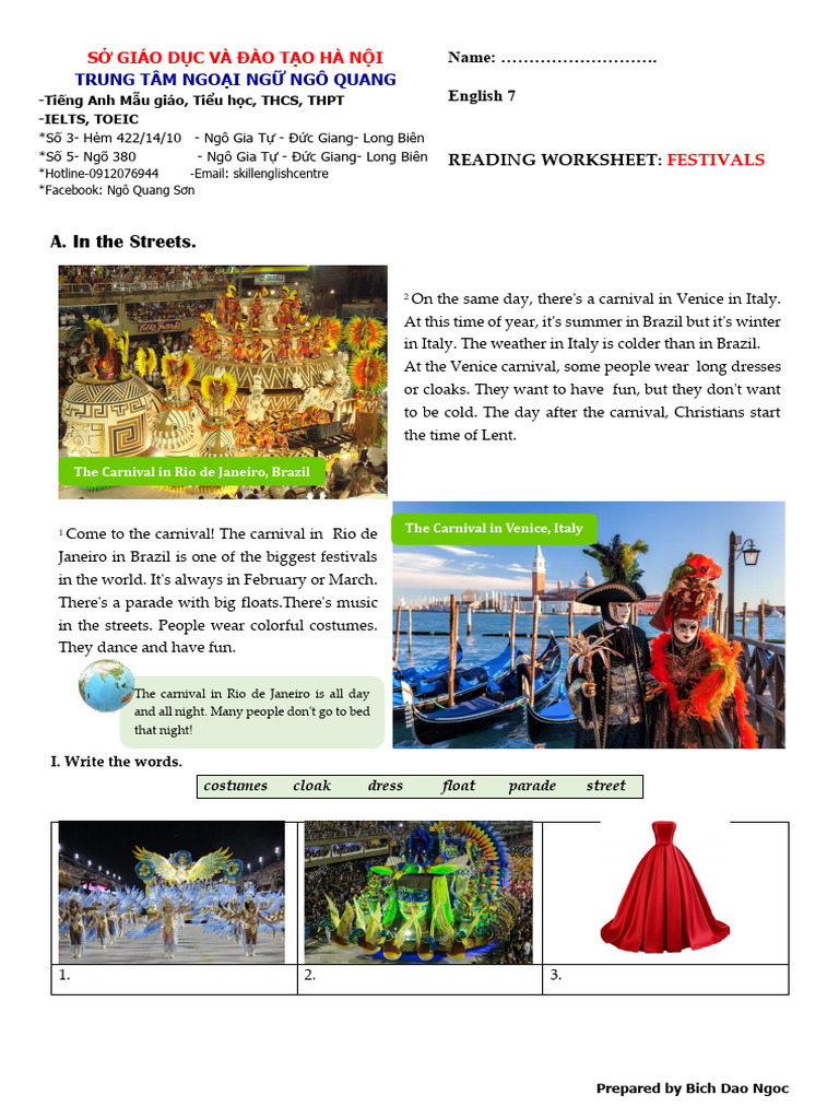 Festivals Around the World Worksheet | PDF | Carnival | Festival