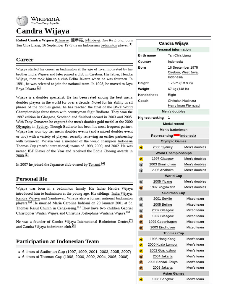 Candra_Wijaya | PDF | Summer Olympic Games