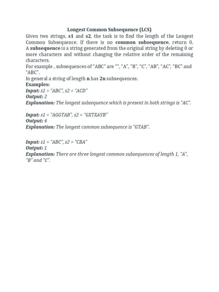 Longest Common Subsequence | PDF