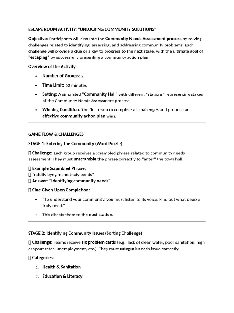 ESCAPE ROOM ACTIVITY | PDF | Data | Cognition