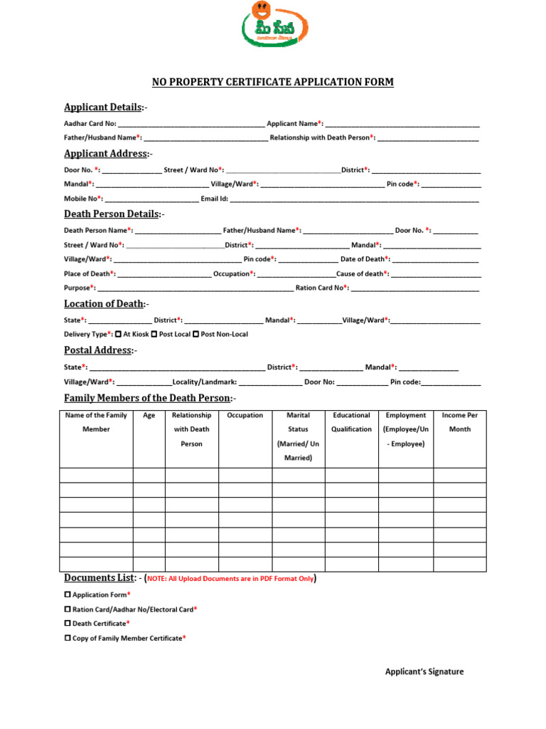 No Property Certificate Application Form | PDF | Applications Of Cryptography | Access Control
