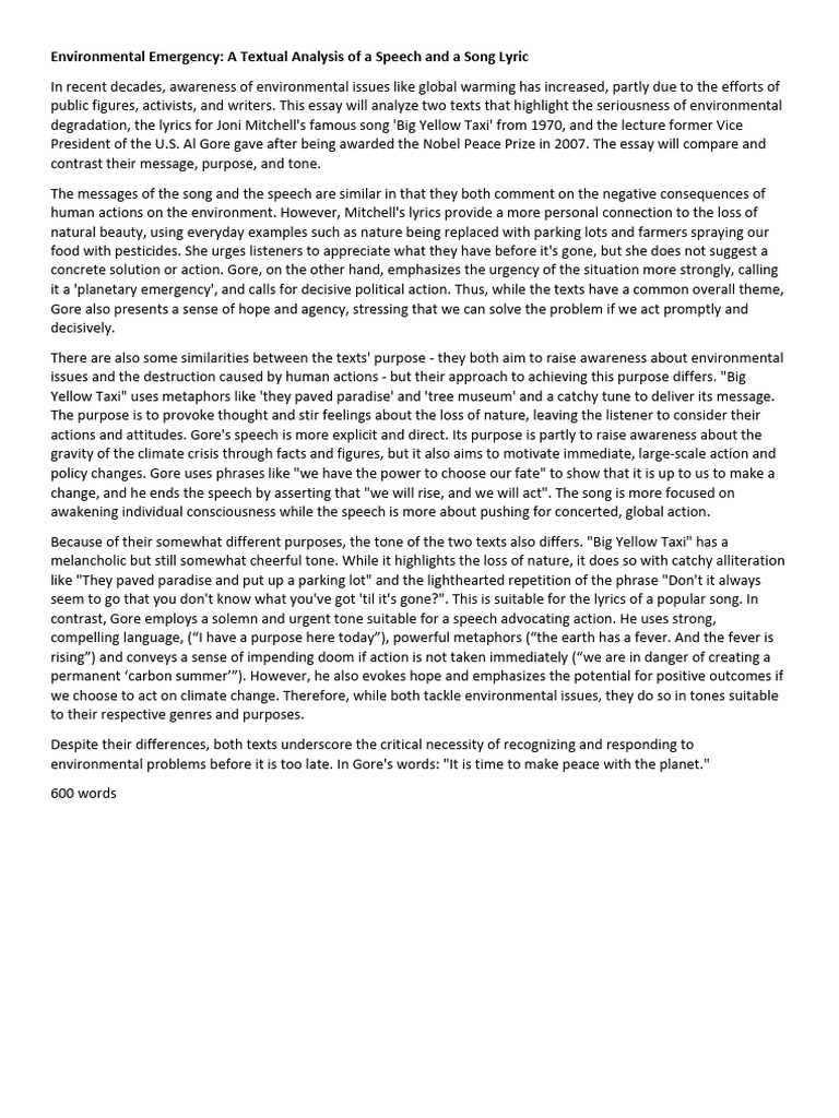 Analyzing Environmental Messages in Song and Speech | PDF | Al Gore ...
