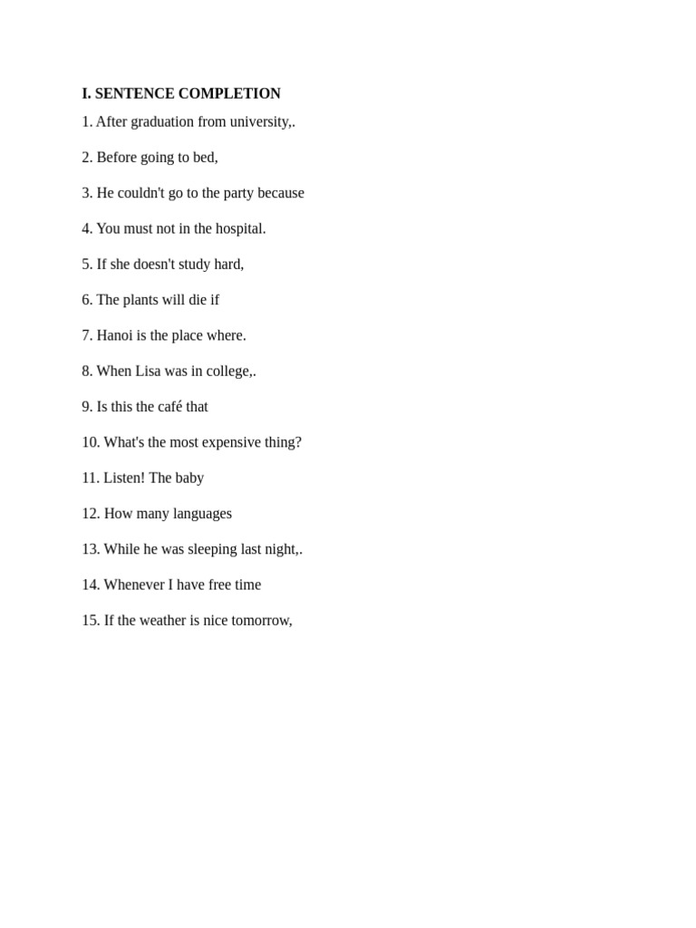 I. Sentence Completion | PDF