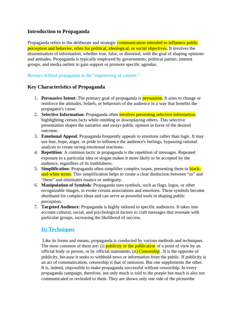 Introduction to Propaganda | PDF | Propaganda | Attitude (Psychology)