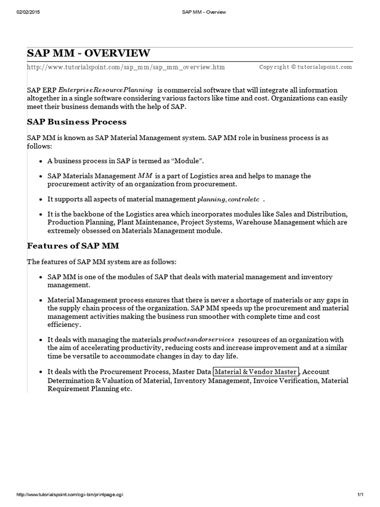 SAP MM Overview and Features | PDF
