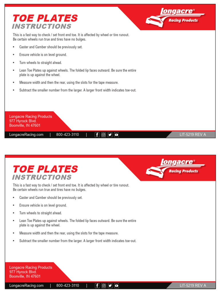 Toe Plates Setup Instructions Guide | PDF