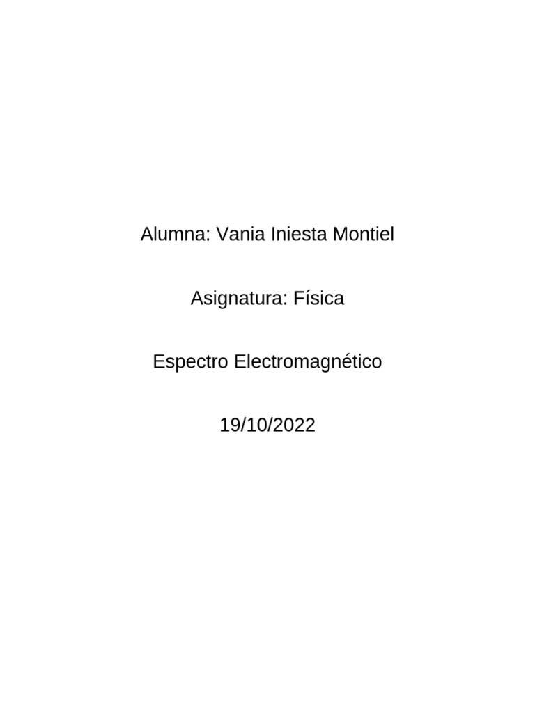 Espectro Electromagnetico | PDF | Radiación electromagnética | Ligero