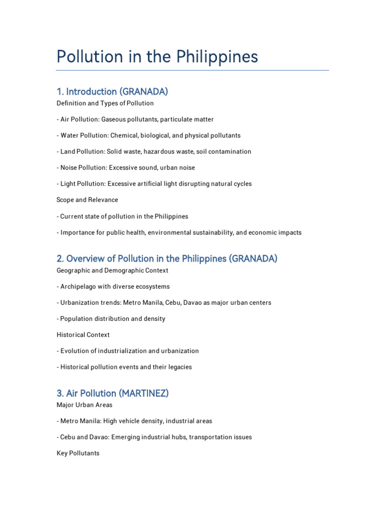 Pollution Challenges in the Philippines | PDF | Water Pollution | Air ...