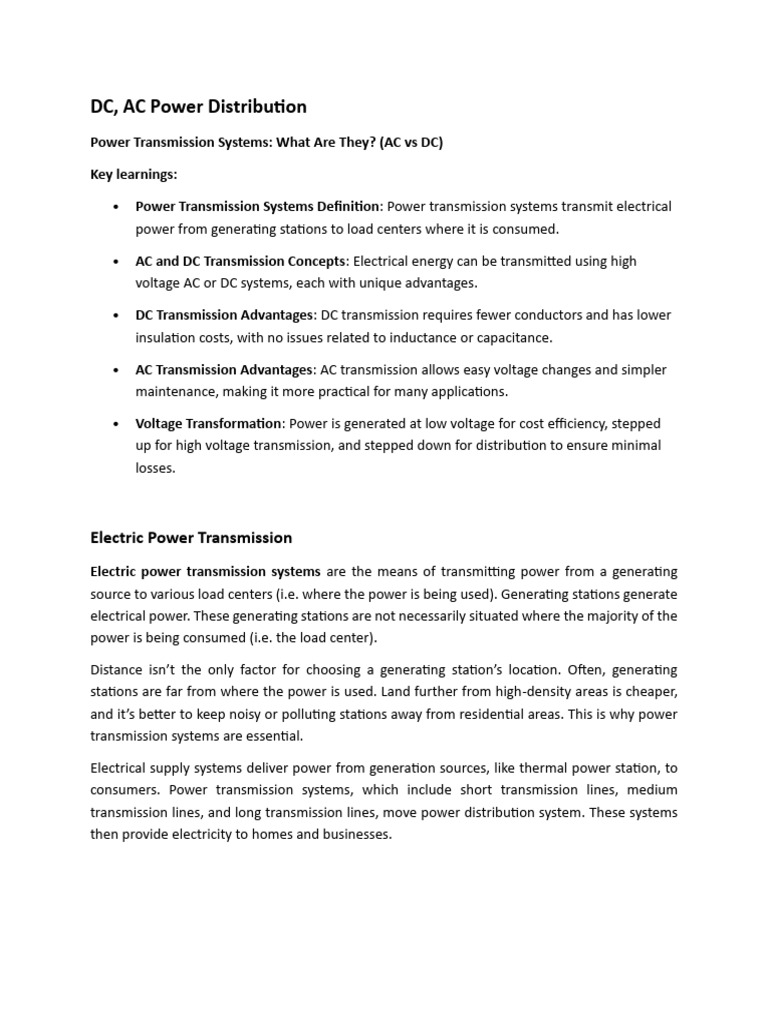 DC, AC Power Distribution | PDF | Electric Power Transmission | Alternating Current