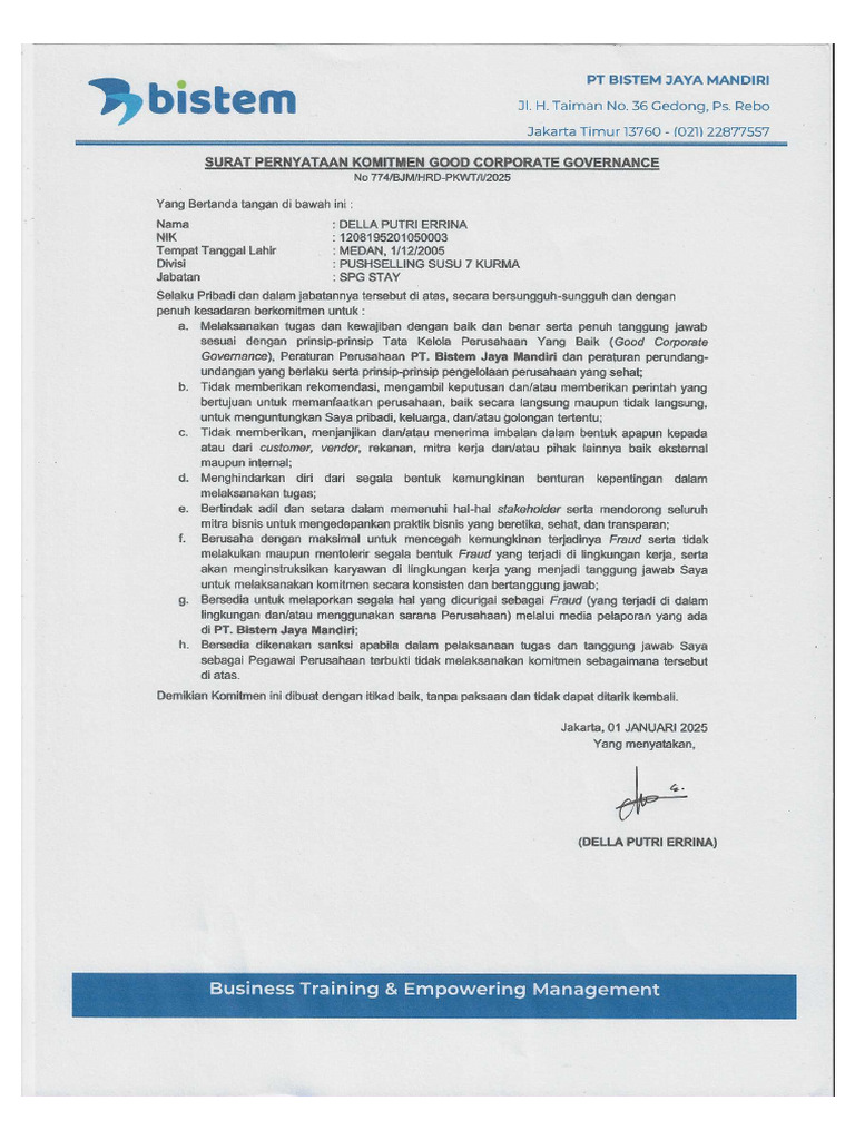 GCG-SPG DELLA PUTRI | PDF