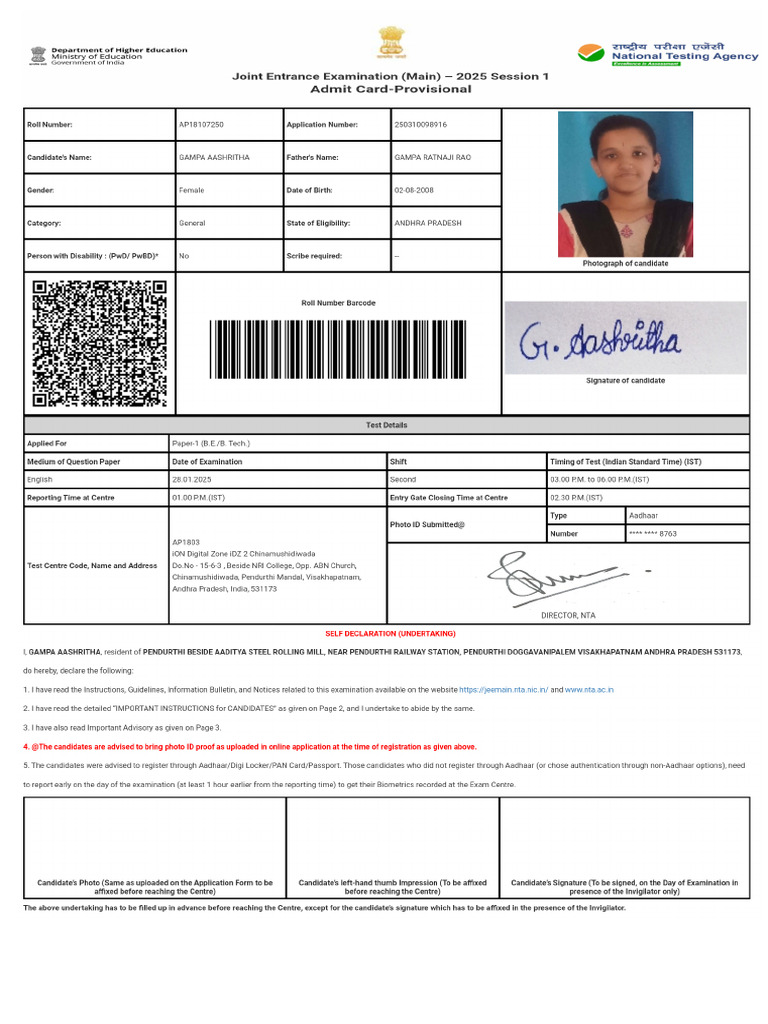 AdmitCard 250310098916 | PDF