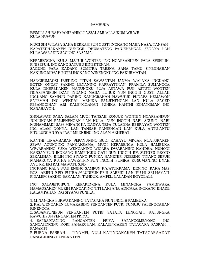 Pambiwara Pahargyan Eri & Arif | PDF