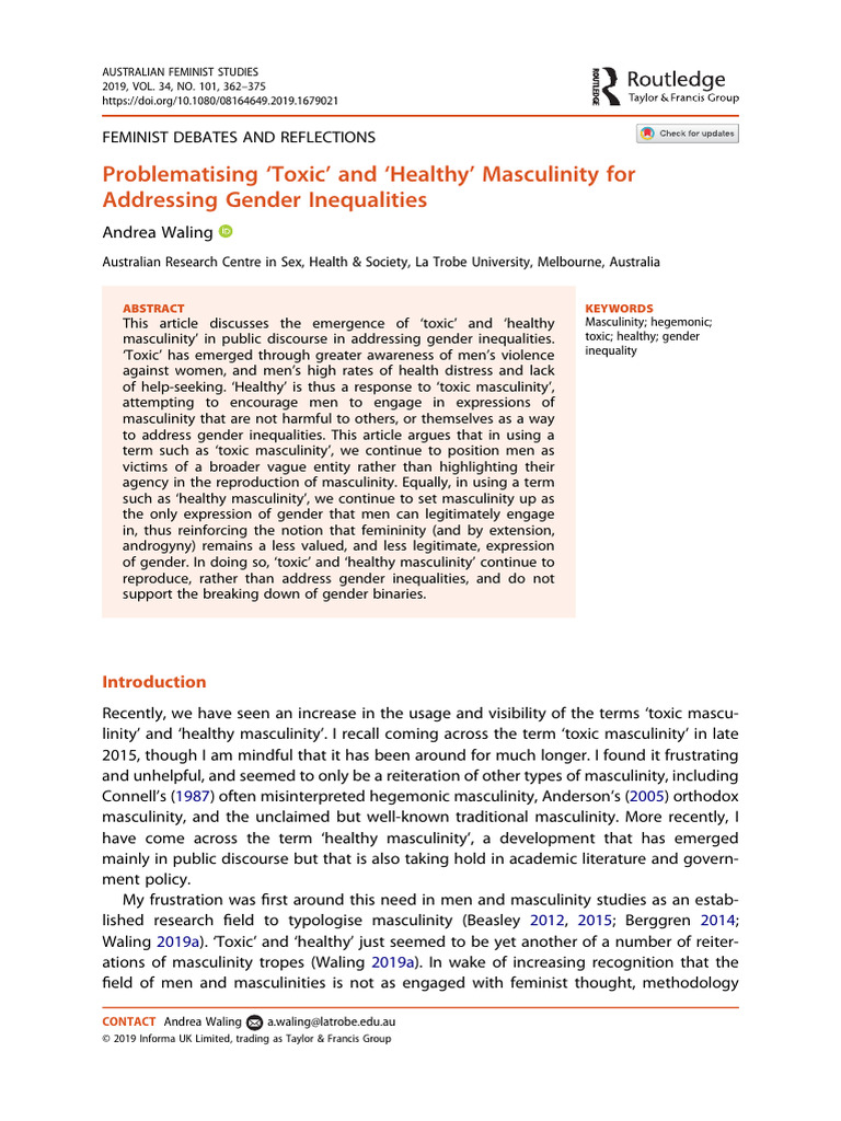Rethinking Toxic and Healthy Masculinity | PDF | Gender | Gender Studies