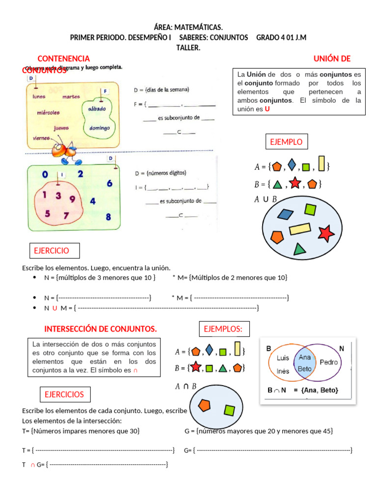 Taller de Conjuntos I Periodo | PDF