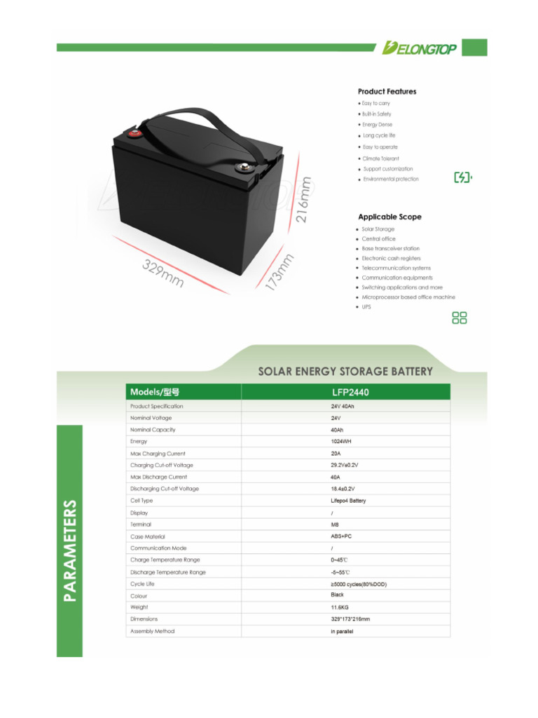 Delongtop 24v40ah Lifepo4 | PDF
